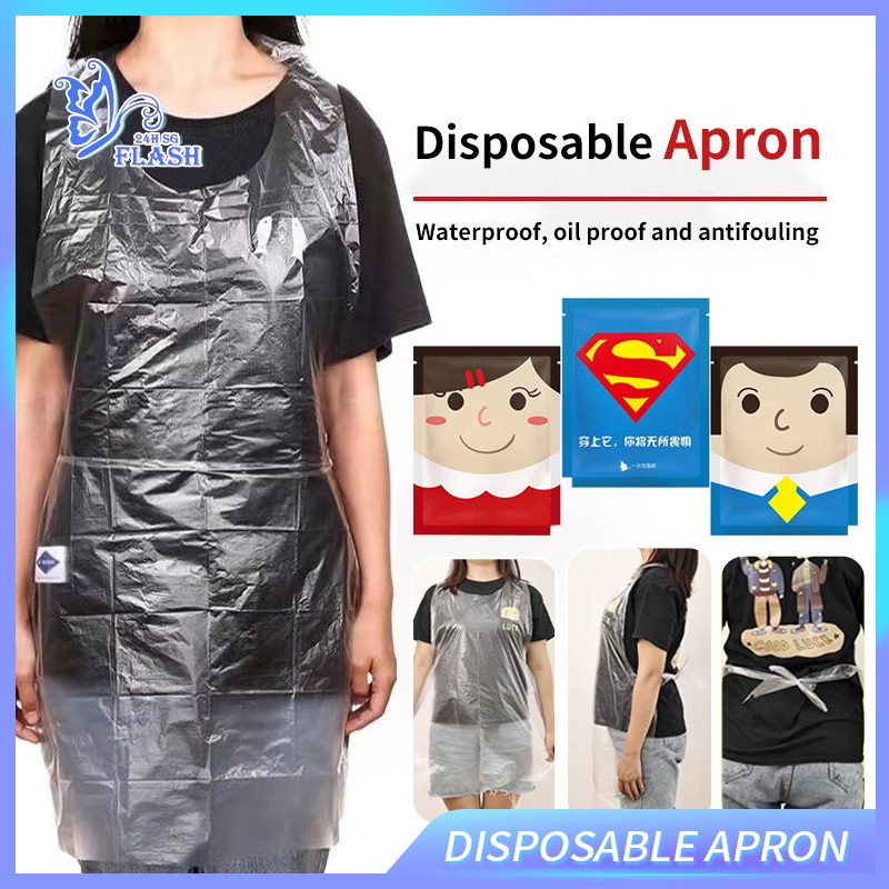 ⚡SG HOT SALE⚡Disposable Plastic Apron Cooking Aprons Thickened ...