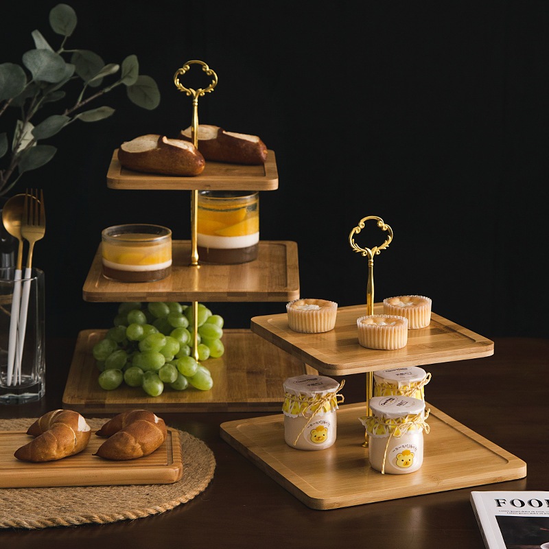 Singapore Bamboo Wood Serving Tray 2 Tier 3 Tiers Cake Display Cake ...