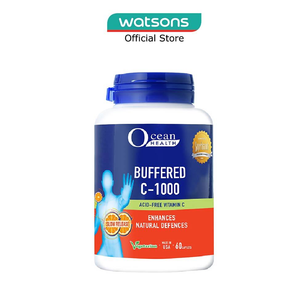 OCEAN HEALTH Buffered C-1000 Tablet (For Immunity + Slow Release Vitamin C + Vegetarian) 60s ...