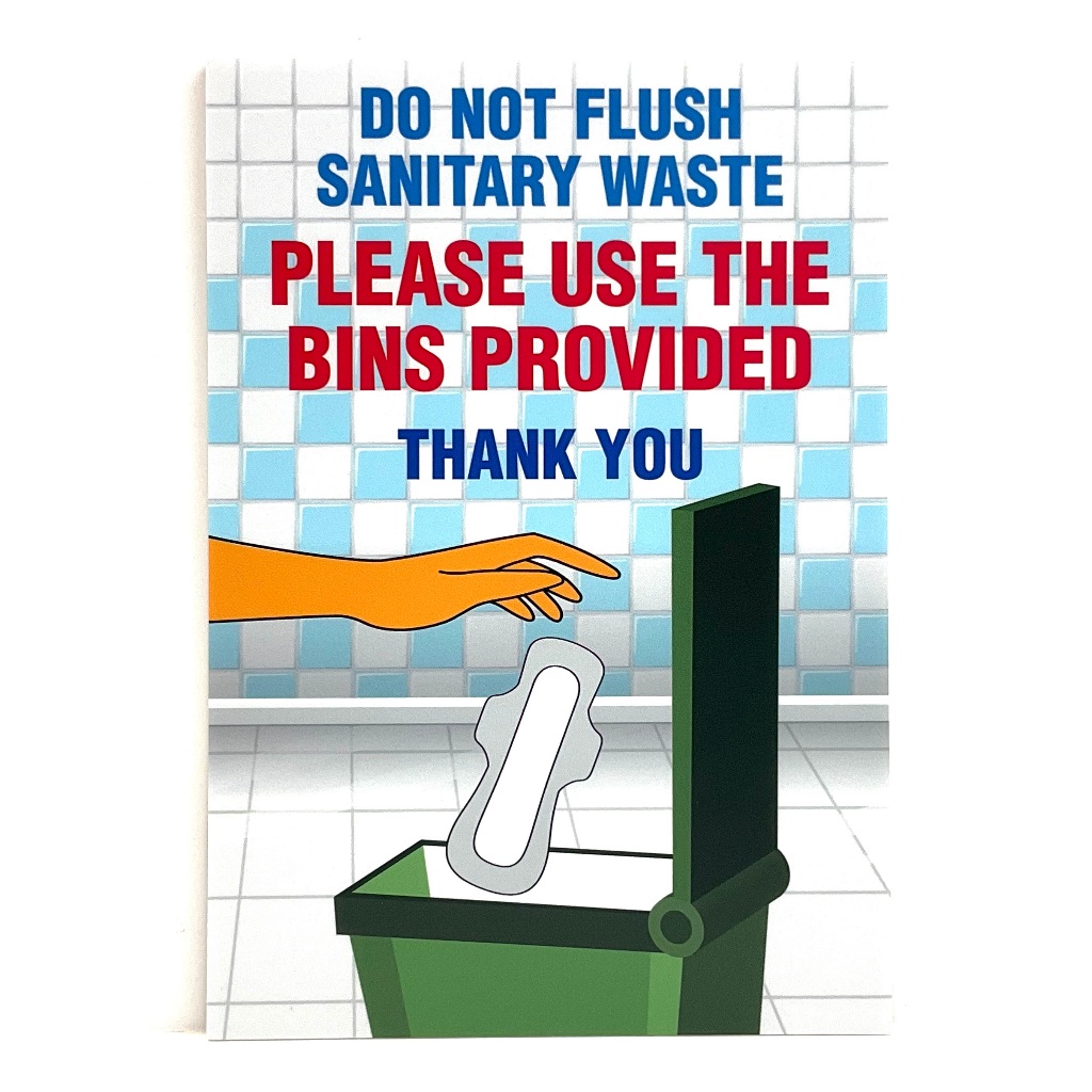 DO NOT FLUSH SANITARY WASTE SIGN/SIGNAGE | 148mm x 210mm | HYGIENE SIGN ...