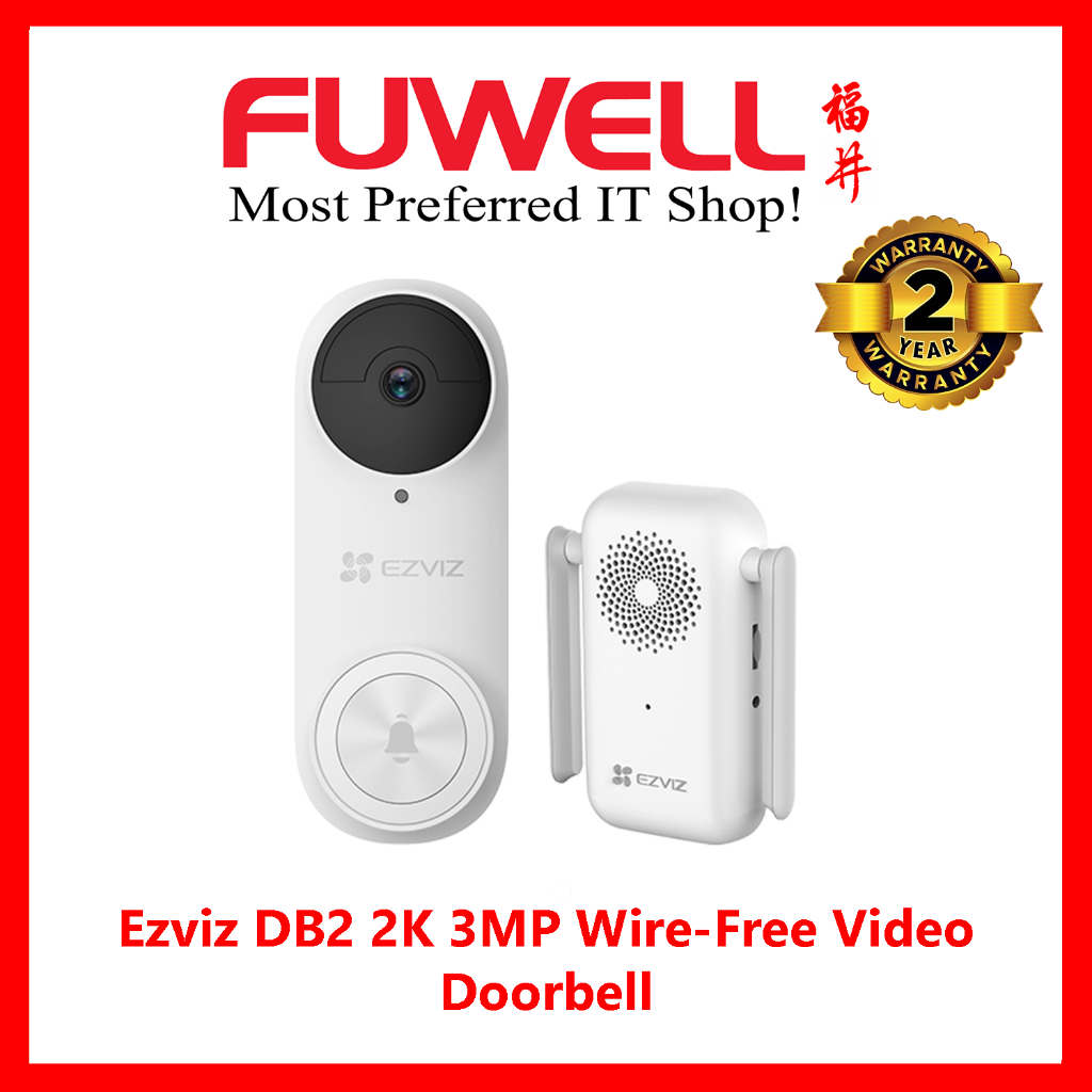 FUWELL - Ezviz DB2-3MP 2K Wire-free Video Doorbell [2 Years Local ...