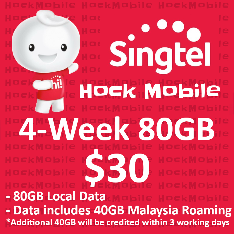 Singtel Prepaid $30 4-week 80GB Data for Singapore and Malaysia / Top ...
