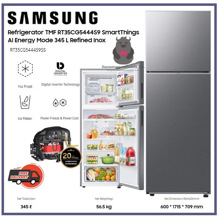 Samsung RT35CG5444S9SS Top Mount Freezer Refrigerator, 345L | 3 Ticks ...