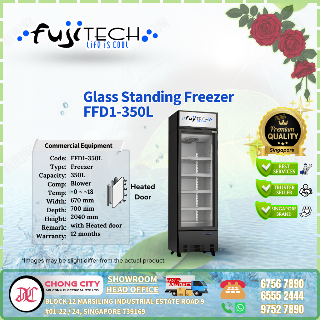 FUJITECH Single Glass Door Standing Freezer,-FFD1-350L(Heater Door ...