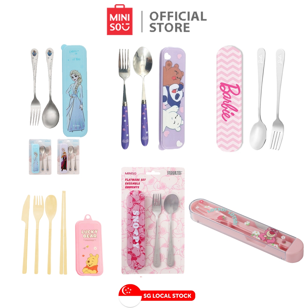 MINISO Cutlery Flatware set Fork & Spoon (Barbie/ Frozen/ Disney 100 ...