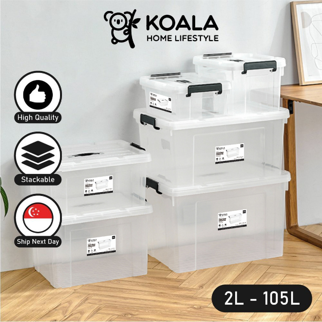 🇸🇬Koala Home🔥Transparent Storage Box Organizer Stackable Container ...