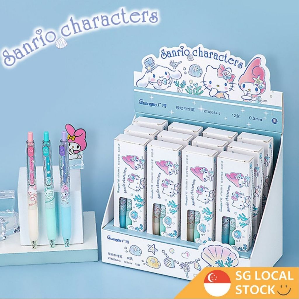 Sanrio Pen Set Click Ballpoint Push Neutral Pen Broad Genuine Push Neutral Pen 3 Pack Meledy