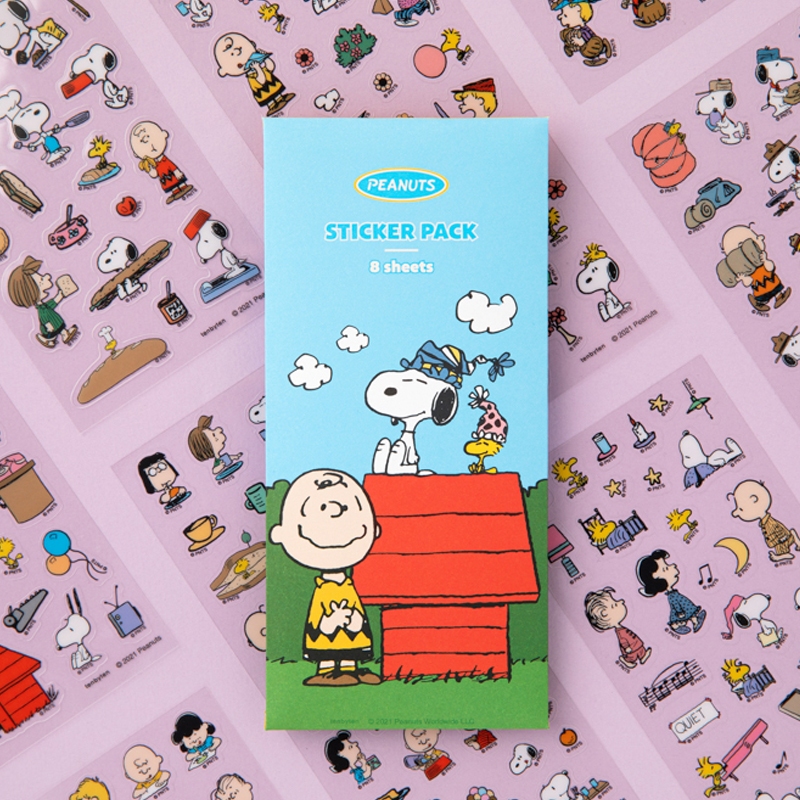 Peanuts Snoopy PET Transparent Removable Sticker Pack Korean Stationery ...