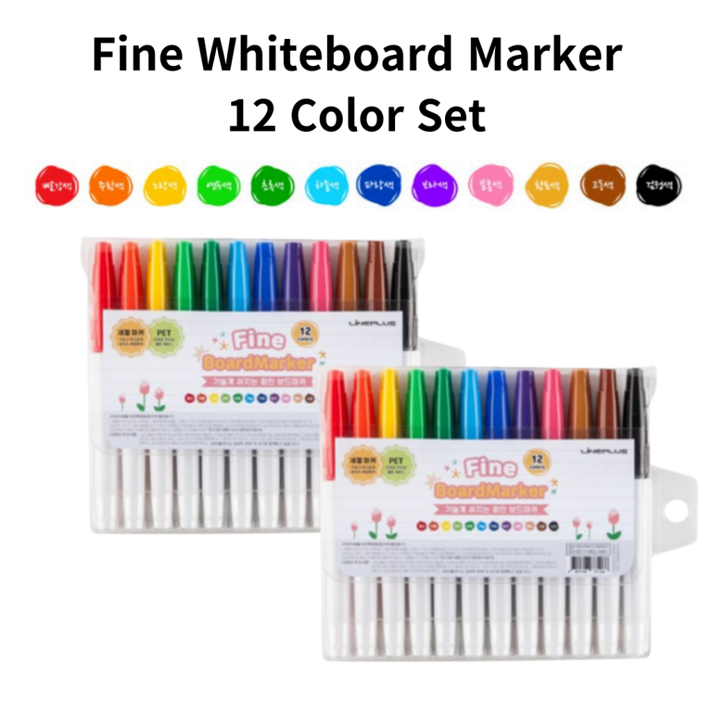 Fine Whiteboard Marker 12 Colors Set Fine Tip Pen Easily Erasable ...