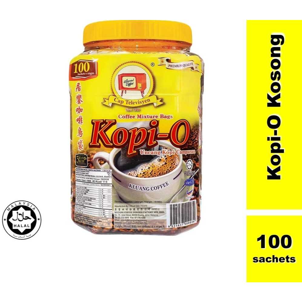 Kluang Coffee Cap TV Kopi-O Kosong 10gm x100 | Shopee Singapore