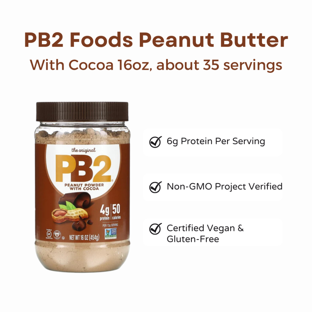 PB2 Foods, The Original PB2, Powdered Peanut Butter, Original, 6.5 oz (184 g), 16oz (454 g), 32 ...