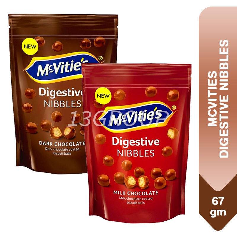 McVities Digestive Nibbles Chocolate Coated Biscuit Balls Dark Milk ...