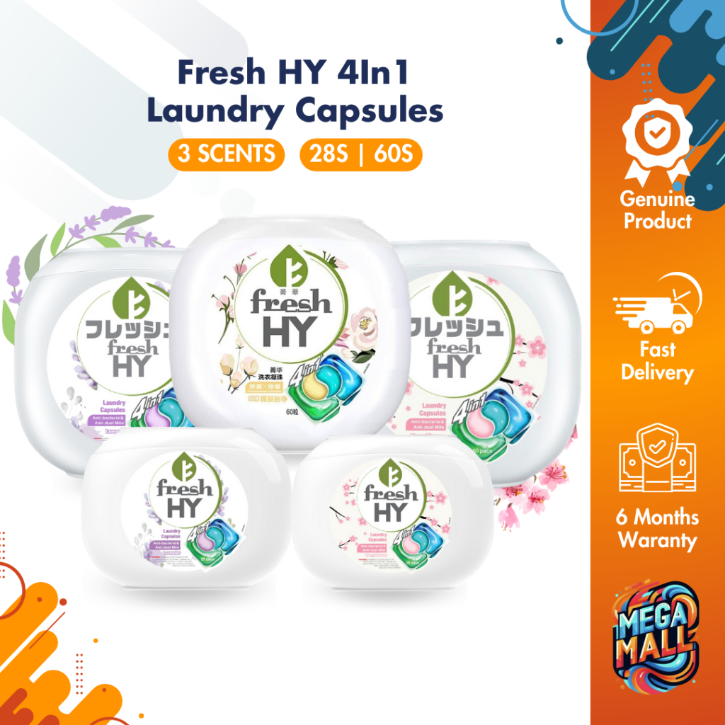 Fresh HY 4 In 1 Laundry Capsules 28/60 Pcs Cherry Blossom Lavender Rose ...