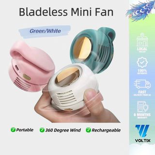 【SG】Portable Fan USB Button 360 Degree Wind Direction Bladeless Mini ...