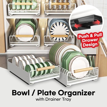 🔥 JM Bowl/Plate organizer with drainer tray. 🔥 drawer design 🔥 pull and ...