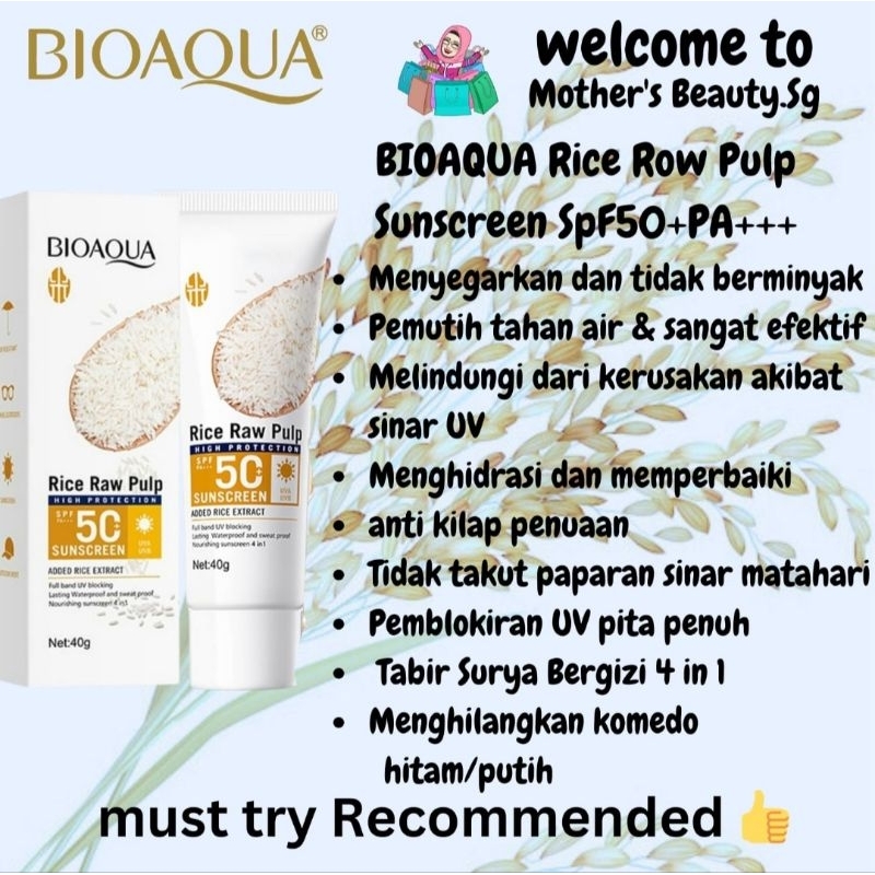 Must Have Banget BIOAQUA Rice Raw Pulp SPF50+ PA+++ Sunscreen High ...