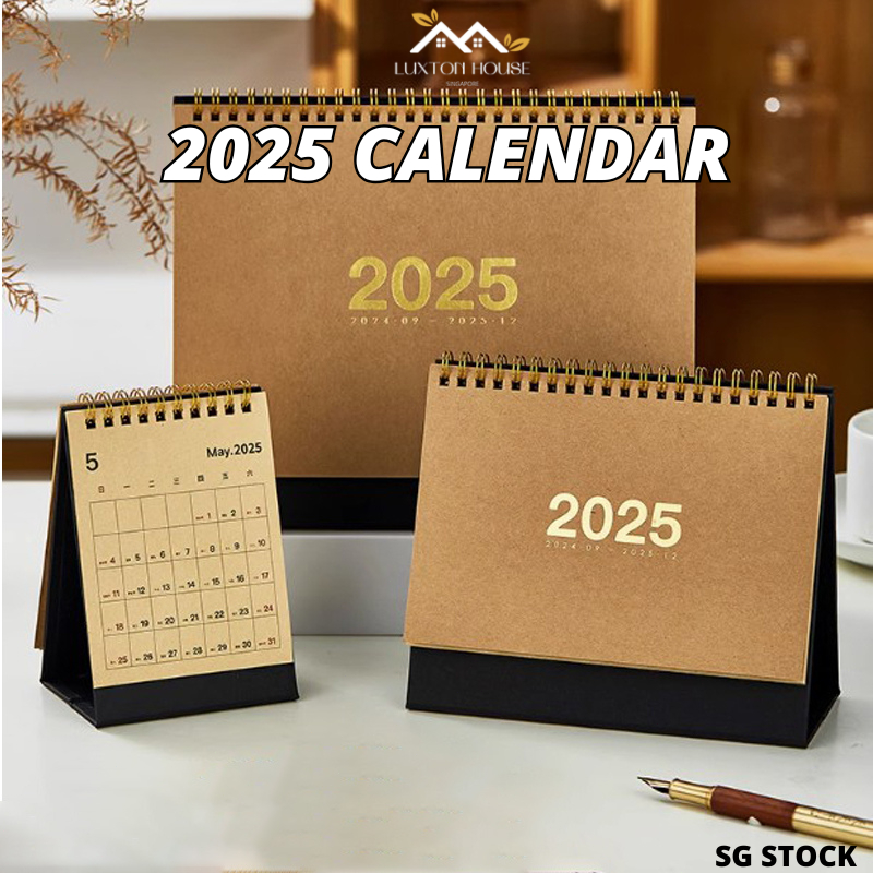{New Arrival} 2025 Desk Calendar Kraft Paper English Table Calendar ...
