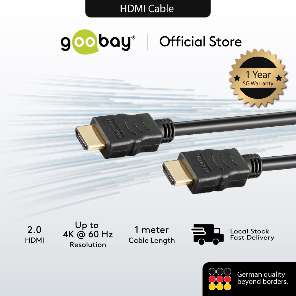 Goobay HDMI 2.0 Cable - 4K 60Hz / HDMI 2.1 Cable - 8K 60Hz (1m / 2m / 3m / 5m /10m / 15m ...