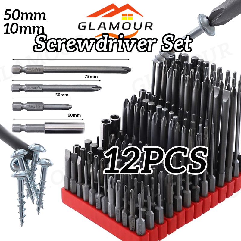 [SG] 12PCS Screwdriver Bit Screwdriver Set Screw Driver Bits Set 50 ...