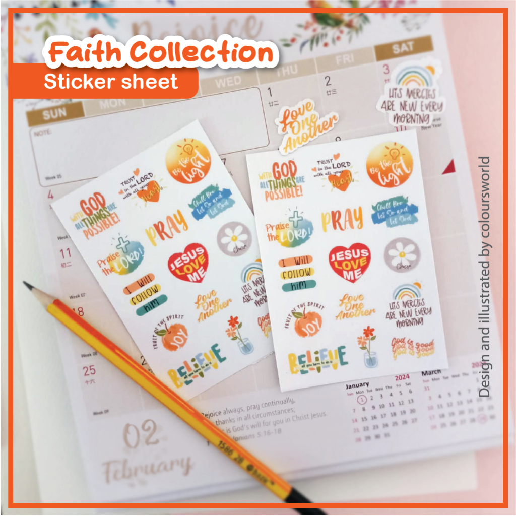 SG • Sticker sheet • Faith stickers • Christianity • Glossy Surface • 7 ...