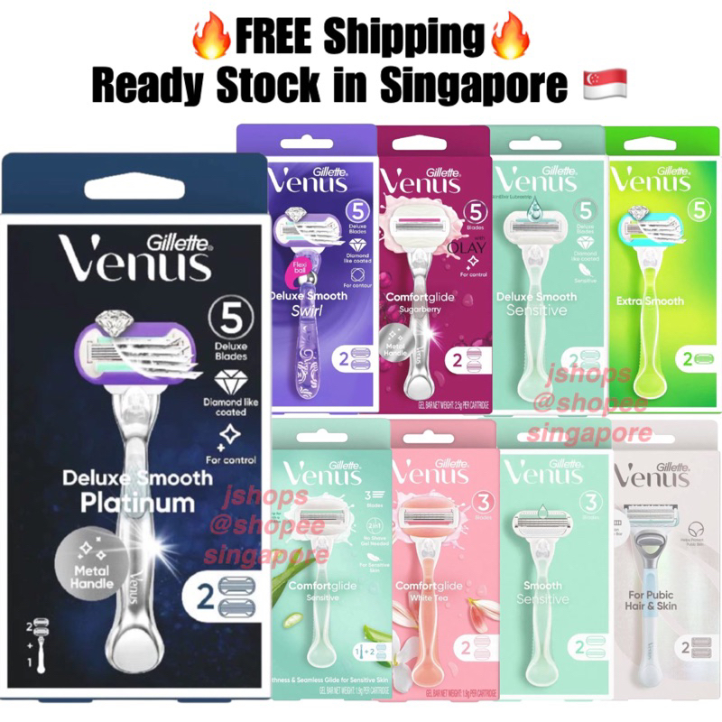 【Ready Stock in SG】Gillette Venus Deluxe Smooth Swirl Smooth Platinum Extra smooth Women's Razor ...