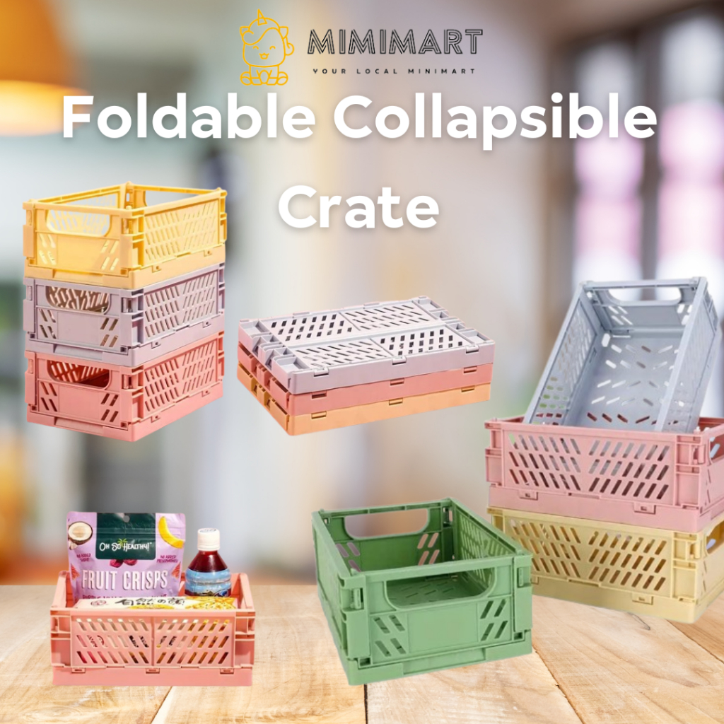 [SG Local Seller] Plastic Foldable Storage Crate / Folding Box Basket ...