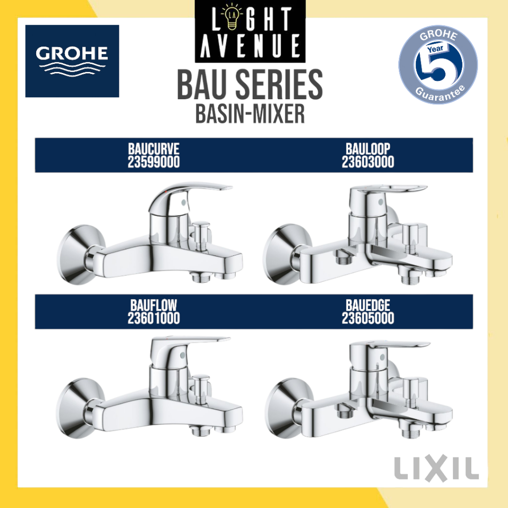 Grohe Bau Series Bath-Mixer Curve/Flow/Loop/Edge (23599000/23601000 ...