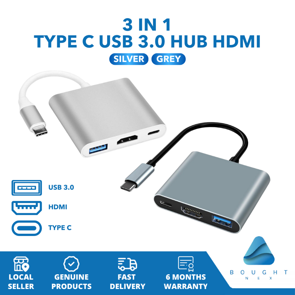3 In 1 Type C USB 3.0 Hub Type C To HDMI USB 3.0 Charging Adapter USB C ...