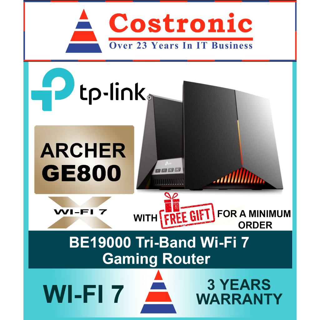 TP-Link Archer GE800 BE19000 Tri-Band Wi-Fi 7 + 2 10G port Gaming ...