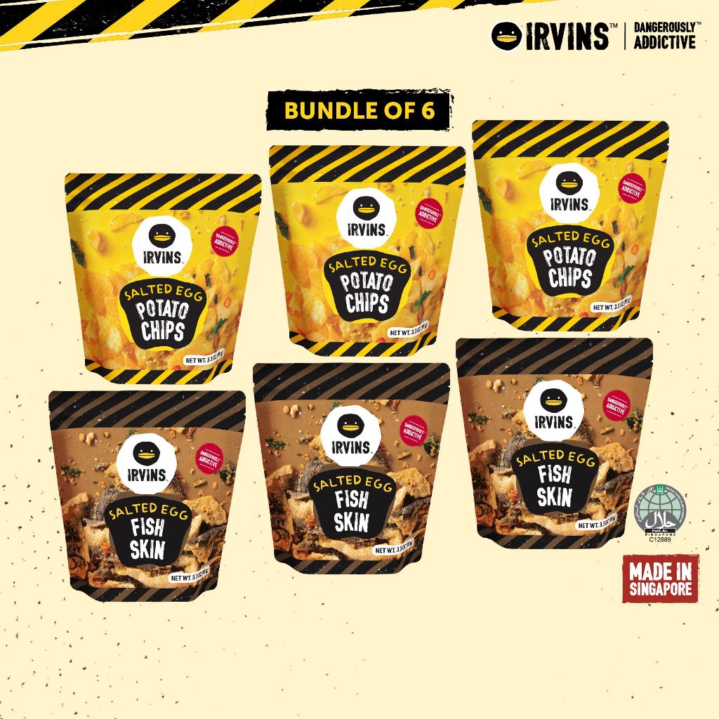 [Bundle of 6] IRVINS Salted Egg Fish Skin & Potato Chips (3xSEFS95 ...