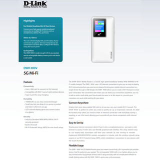 D-Link Wifi 6 DWR-900V 5G Router MiFi Mobile 5G Sim Card Router with ...