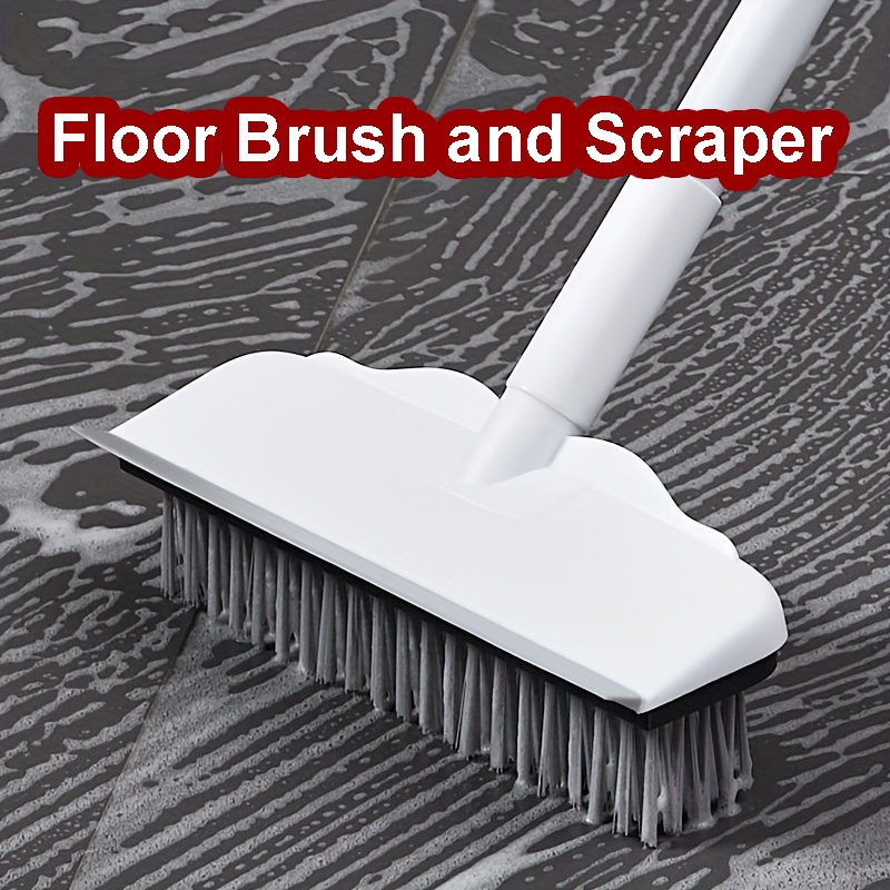 Dual-Purpose Floor Brush and Scraper - Hard Bristle Ground Brush with ...