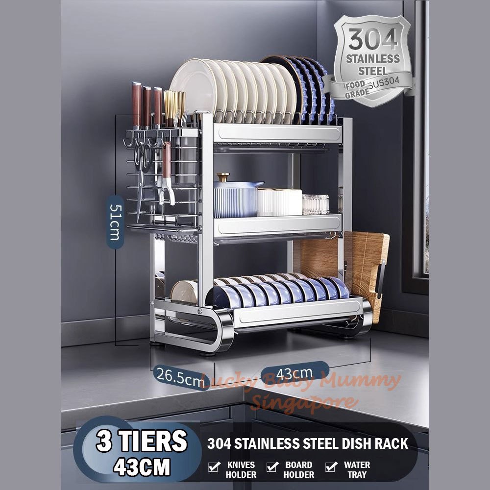 SUS304 Stainless Steel Dish Draining Rack Anti-rust Kitchen Sink Shelf ...