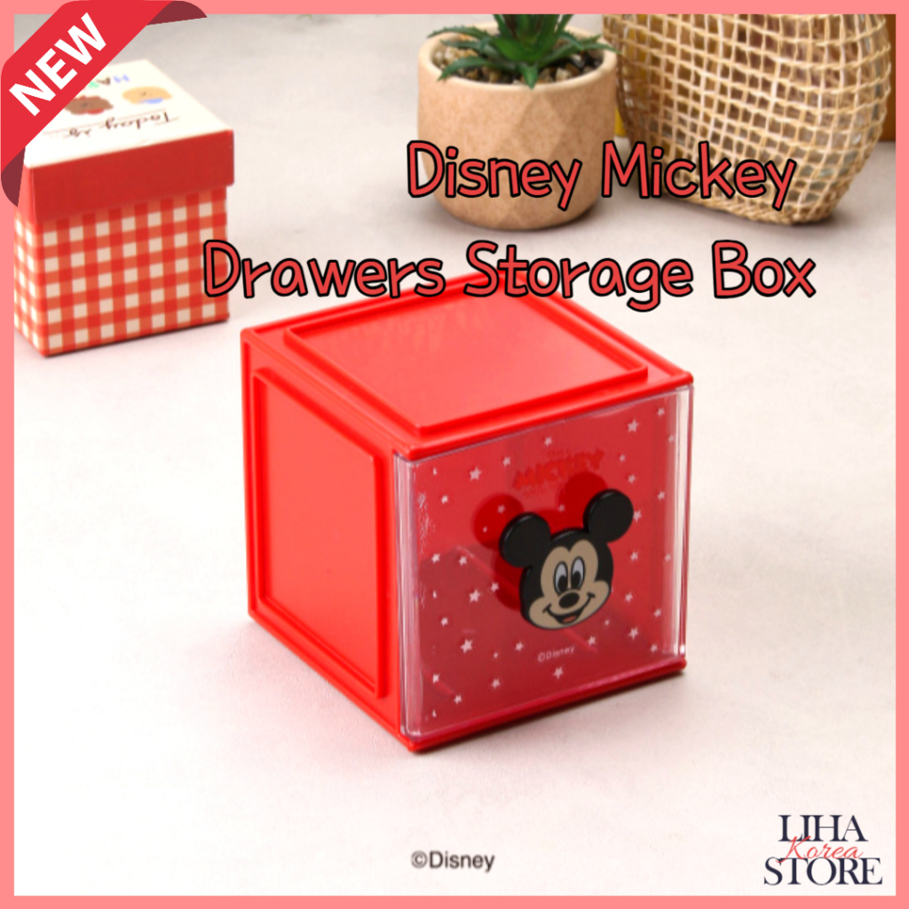 Korea Daiso Disney Mickey Minnie Drawers Mini Storage Box Load Mini ...