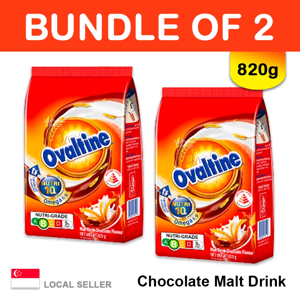 [Bundle of 2] Ovaltine Instant Malt Drink Powder Chocolate, 820g | Shopee Singapore