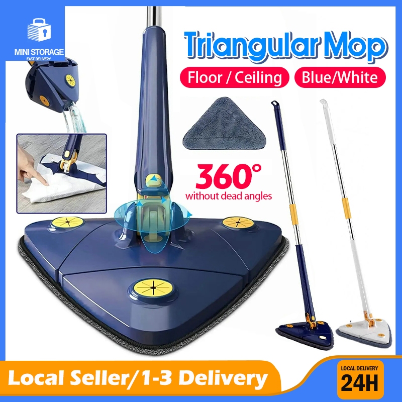 360° Rotatable Triangular Mop Adjustable Squeeze Cleaning Mop Wet & Dry ...