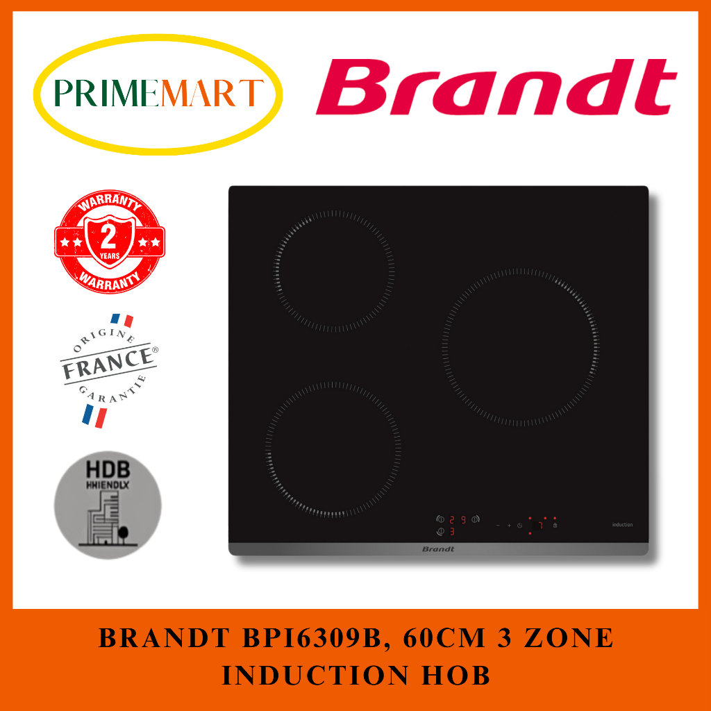 BRANDT BPI6309B 60CM 3 ZONE INDUCTION HOB + 2 YEARS WARRANTY | Shopee ...