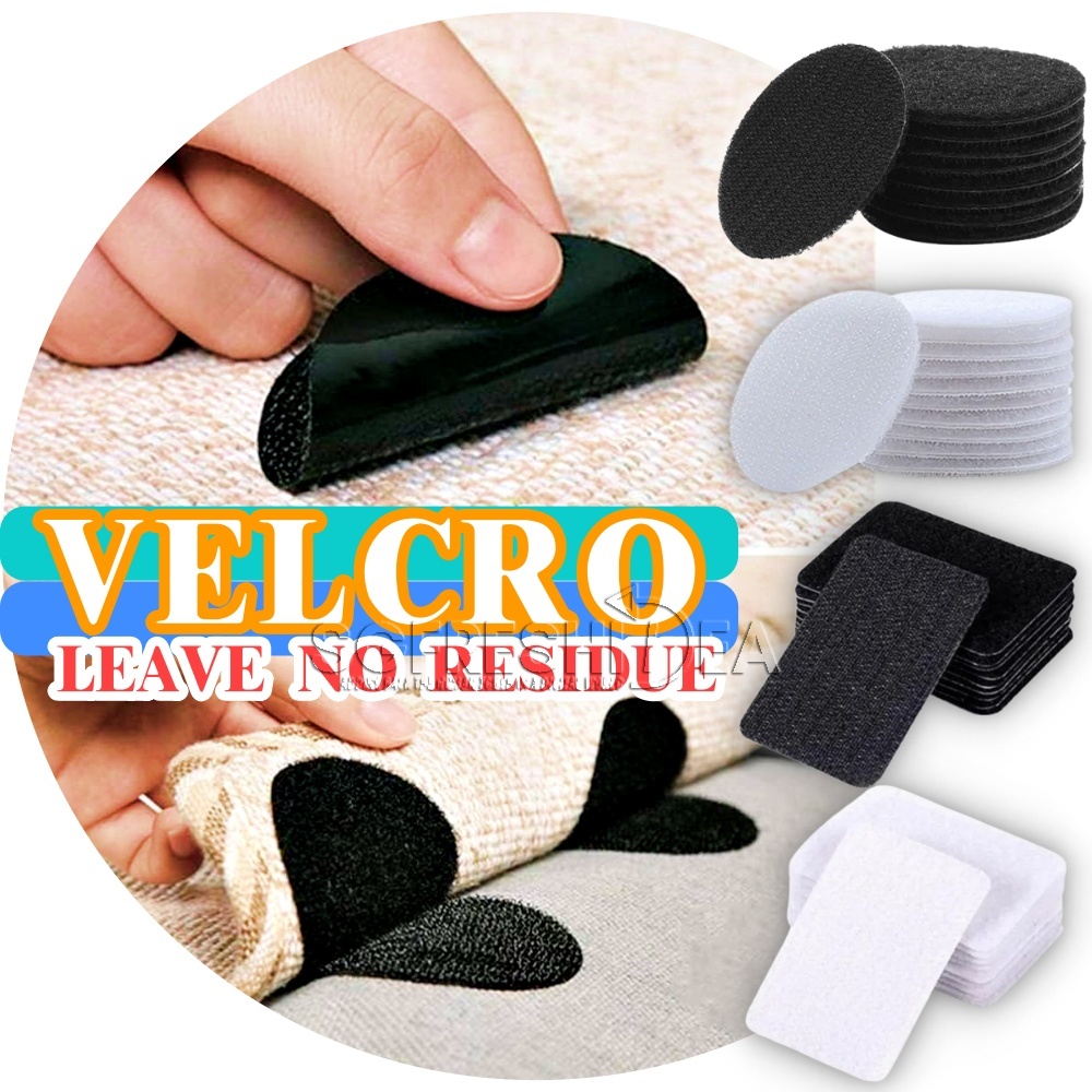 (9.9 MEGA SALE) Velcro Double Sided Sticker Patch Self Adhesive Tape Hook and Loop Patches Strip ...