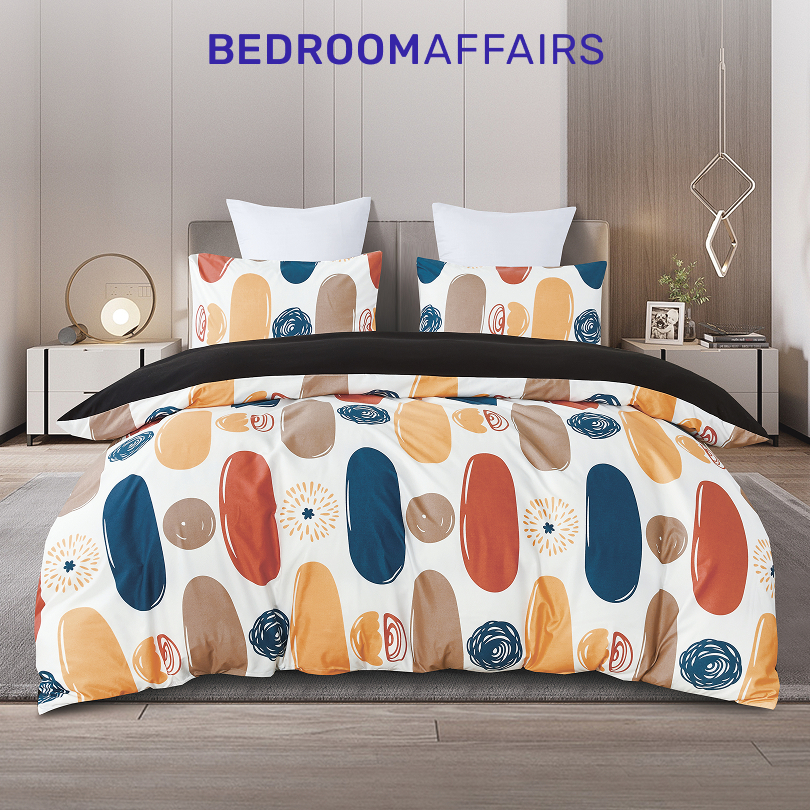 Microfiber Bold Shapes Bedsheet Fitted Sheet/Quilt Cover Set ...