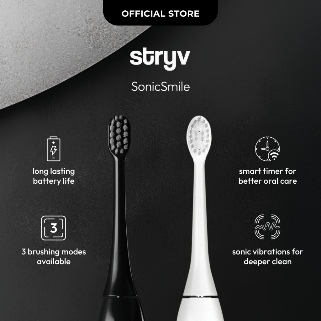 Stryv SonicSmile Electric Toothbrush | Rechargeable Long Battery Life ...