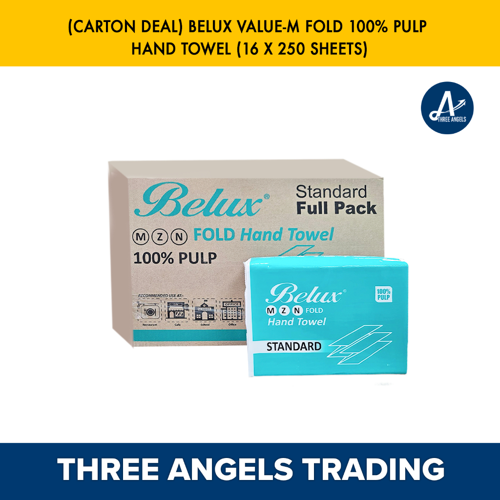 (Carton Deal) Belux Value-M Fold 100% Pulp Hand Towel (16 x 250 Sheets ...