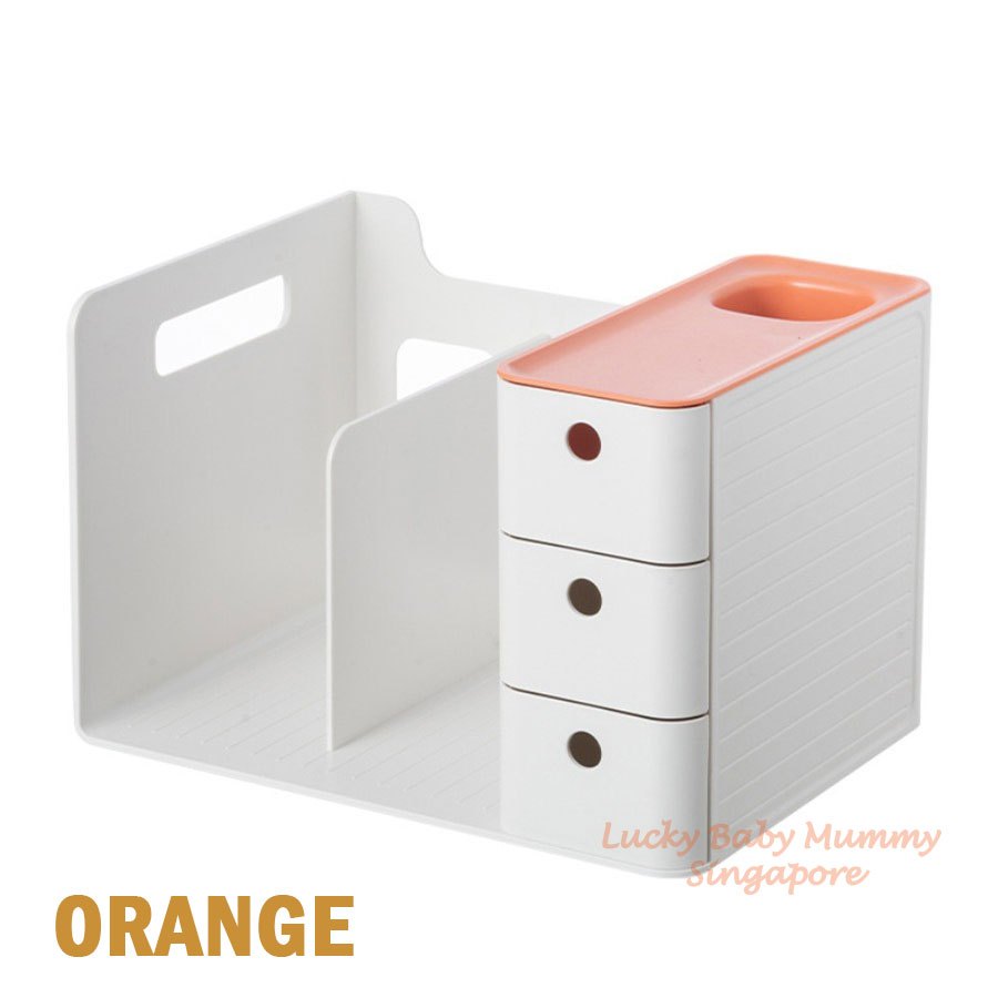 One Piece Desktop Storage Box Bookend with Drawer Compartment Desk ...