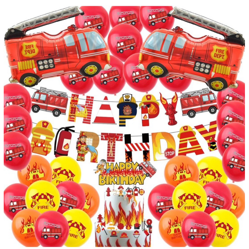 [Ready Stock] Firefighter |Fire Truck |Fireman Theme Happy Birthday ...