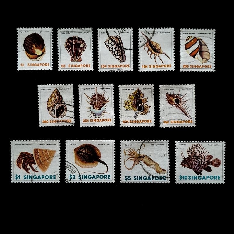 USED and Cancelled 1977 Sea Shells & Marine Life Definitives Singapore ...