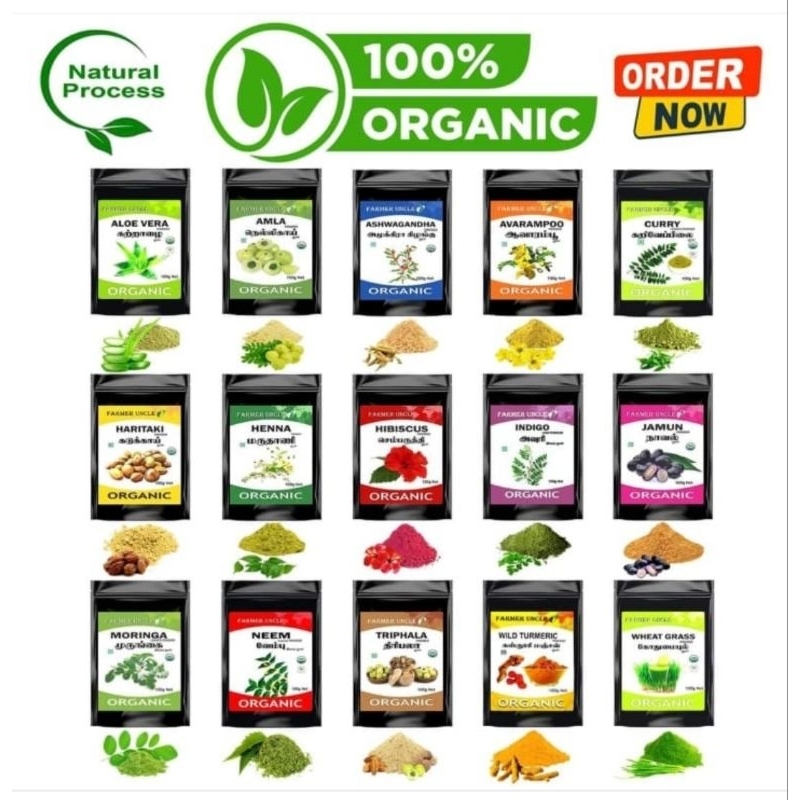 💯 %ORGANIC NATURAL HERBAL POWDERS.100G EACH PACK. | Shopee Singapore