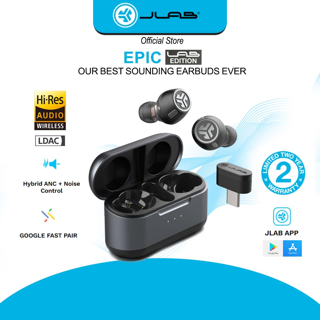 JLab Epic Lab Edition True Wireless Earbuds Smart ANC Hi-Res LDAC ...