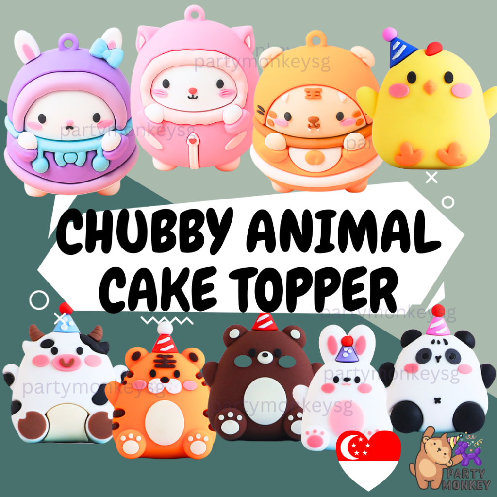 [SG Seller] 3D Chubby Animal Cake Topper Safari Hamster Baby Shower ...