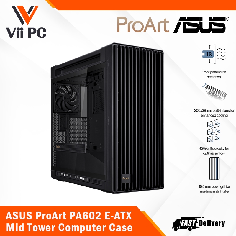 ASUS ProArt PA602 E-ATX MID-TOWER COMPUTER CASE - 420mm radiator ...