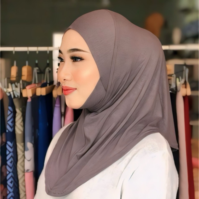 HIJAB INNER NINJA ANTI TEMBAM SARUNG BERDAGU COTTON JERSEY LEMBUT SLIM ...
