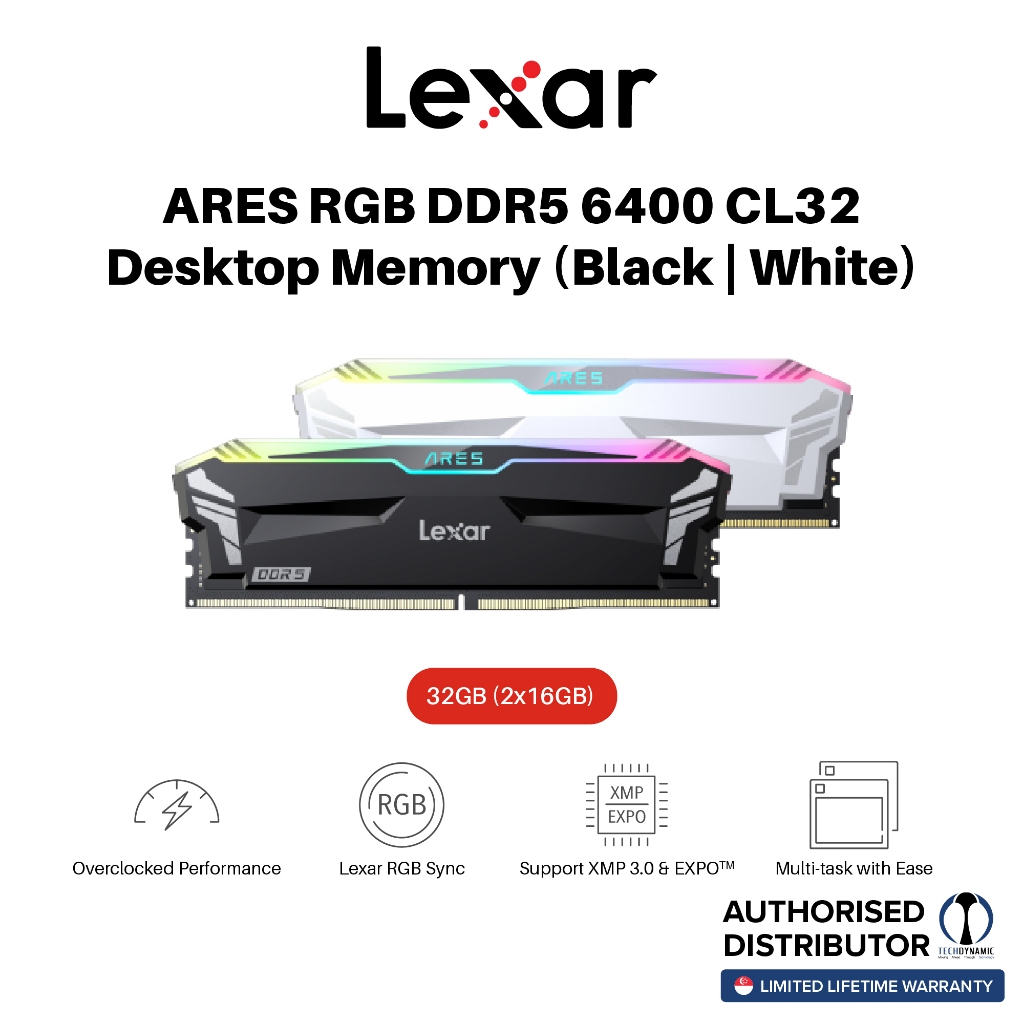 LEXAR Ares RGB DDR5 6400 CL32 - 16GBx2 | Shopee Singapore